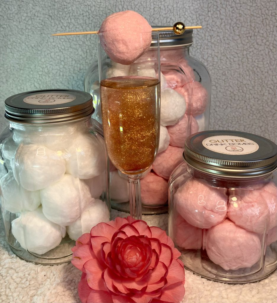 Glass Celebration Jars - Glitter Drink Bombs - Candy Floss Cakes ...